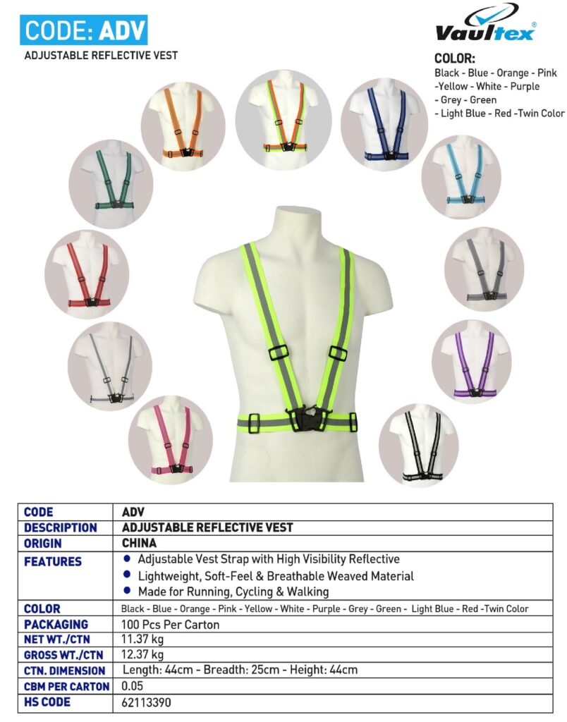 SAFETY STRAP-ADJUSTABLE REFLECTIVE VEST-ADV -VAULTEX | Safety Supply UAE